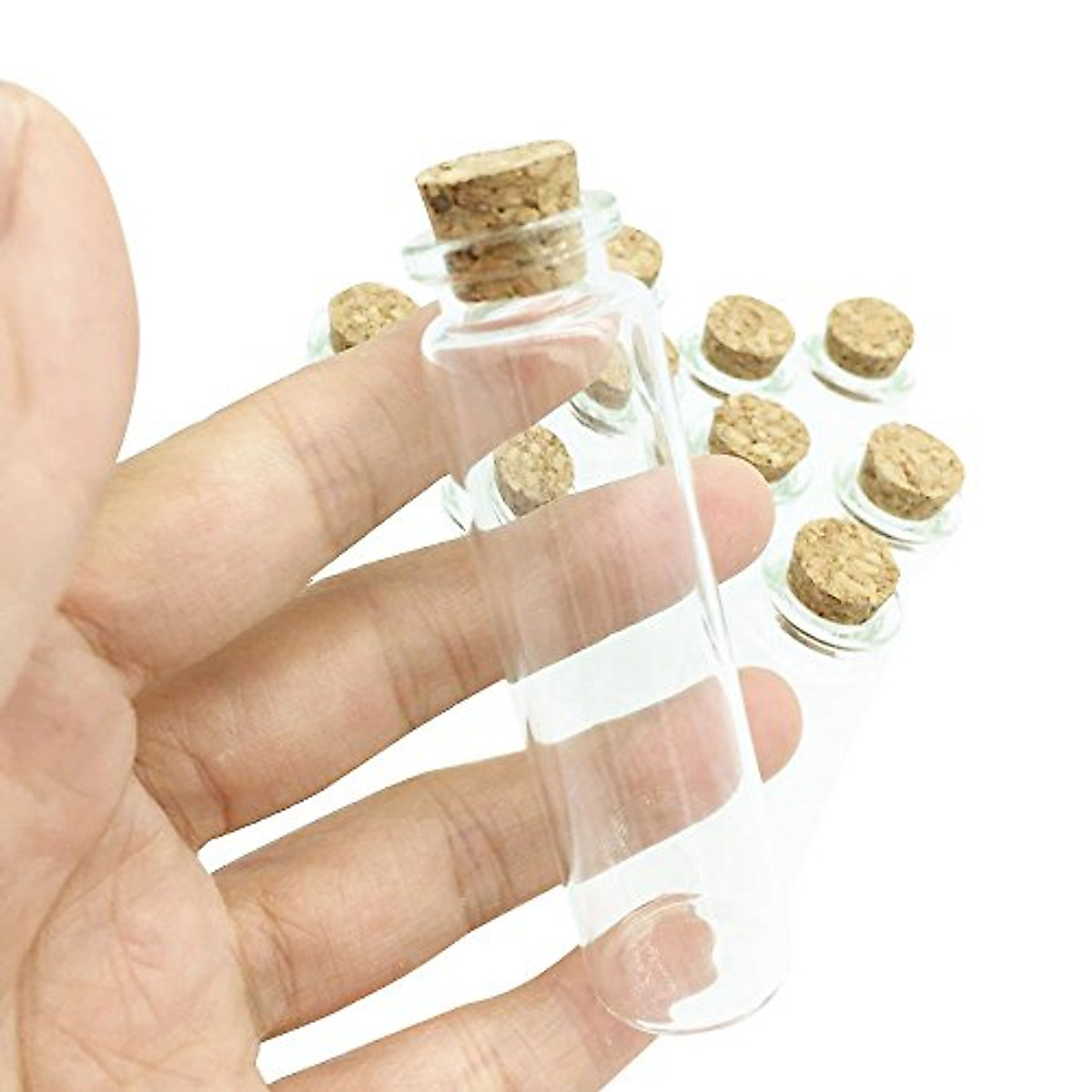 JASEASYZ Mini Glass Bottles with Cork Stoppers, Small Jars with Cork Lids, Tiny Glass Bottles, DIY Wedding Wishing Bottle Message Vial for Sand Art Crafts Home Party Decorations 20ML Pack of 12