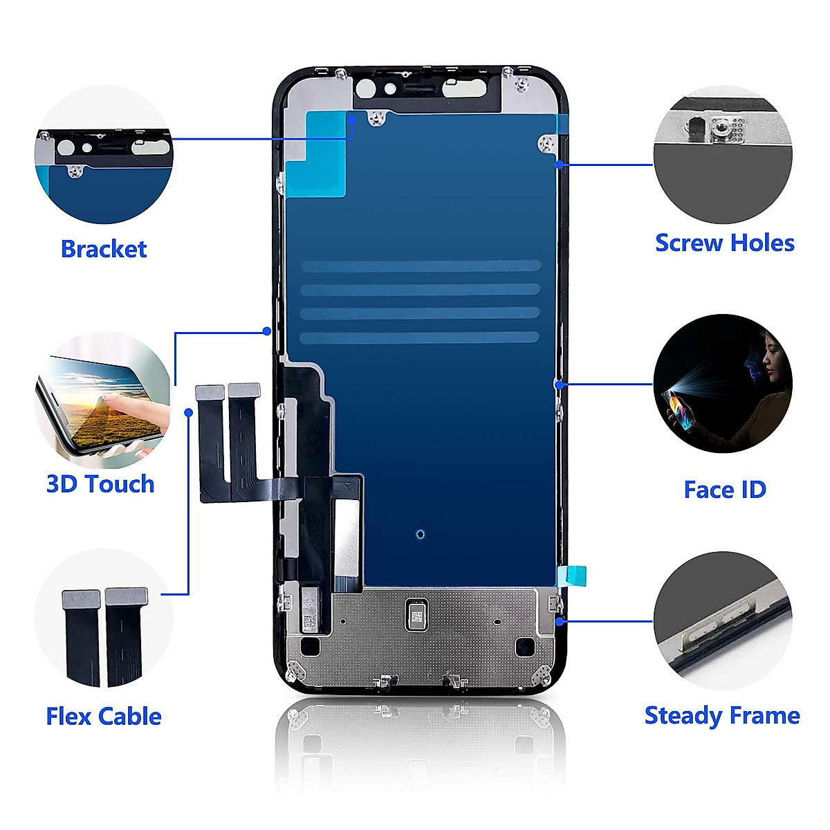 for iPhone 11 Screen Replacement 6.1 Inch, Diykitpl 3D Touch LCD Digitizer Replacement for A2111, A2223, A2221, with Repair Tools Kit+Magnetic Screw Mats+Screen Protector+Waterproof Frame Adhesive