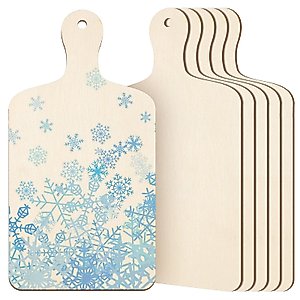 Mini Charcuterie Boards Small Wooden Cutting Board with Handle Crafts Unfinished Wood Cheese Board for DIY Kitchen Vegetables Fruit Summer Party Supply (11.8 x 6.3 x 0.1 Inch, 6 Pcs)