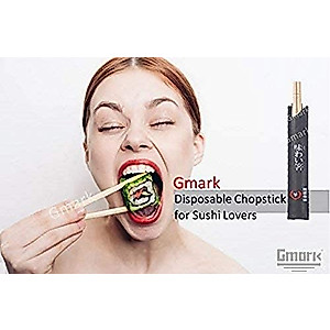 Disposable Chopsticks Pack of 100 Pair, 9" Japanese Style Sleeved Sushi Chopsticks by Gmark GM1038