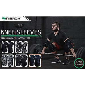 Knee Sleeves (1 Pair), 7mm Neoprene Compression Knee Braces, Great Support for Cross Training, Weightlifting, Powerlifting, Squats, Basketball and More Large