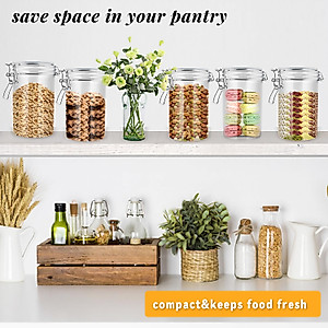 glasstore 2 Pcs 25 Oz/750ml Plastic Sealed Jar Empty Clear Food Storage Container Bottles With Locking Clamp For Sugar Coffee Nuts Spices Cookie And More