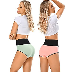 MISSWHO Cotton High Waisted Womens Underwear, Tummy Control Postpartum Essential Panties Full Coverage, C Section Ladies Briefs Plus Size Underpants 5 Pack Size 7 Large