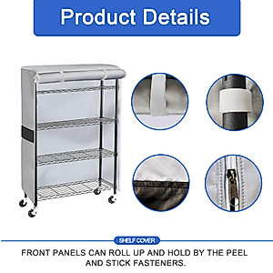 MOLLYAIR Wire Shelf Covers,600D Heavy Duty Waterproof Dustproof Shelving Unit Cover, Rack Covers Suitable for Multiple Scenarios Such as Living Rooms, Kitchens, and More. (Silver Black,36x18x72 Inch)