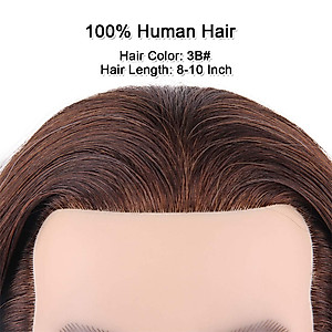Newshair Male Mannequin Head with 100% Human Hair Haircut Training Head with Thick Hair Hairdresser Manikin Head Doll Head for Hair Styling and Practice Handsome Face Adult Head Size (8-10Inch 3B#)