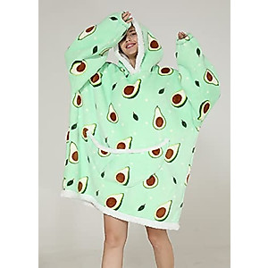 Dressylady Wearable Blanket Hoodie Pullovers Hoodie Blanket Oversized with Pocket Avocado green Unisex Adult