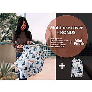 Pobi Baby Premium Multi-Use Cover - Nursing Cover, Baby Car Seat Covers, Shopping Cart, High Chair, and Breastfeeding Cover - Ultra-Soft, Stretchy, and Versatile Scarf for Baby and Mom (Magical)