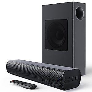 Sound Bars for TV with 100 watts Subwoofer, 16-inch Mountable Sound Bar, 2.1ch Surround Sound System for TV, Bluetooth Soundbar for TV Work with Traditional or Smart TV, Computer