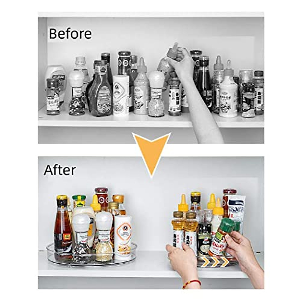 yulumaoyi Lazy Susan Turntable for Cabinet Plastic Clear 2 Tier Lazy Susan Cabinet Organizer Removable AKA-PL-398 not