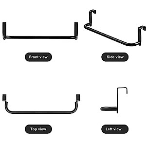 Metal Towel Bar Kitchen Cabinet Towel Rack Strong Steel Towel Bar Rack for Hanging on Inside or Outside of Doors, Home Kitchen Bathroom, Hand Towels, Dish Towels and Tea Towels (Black,2 Pieces)