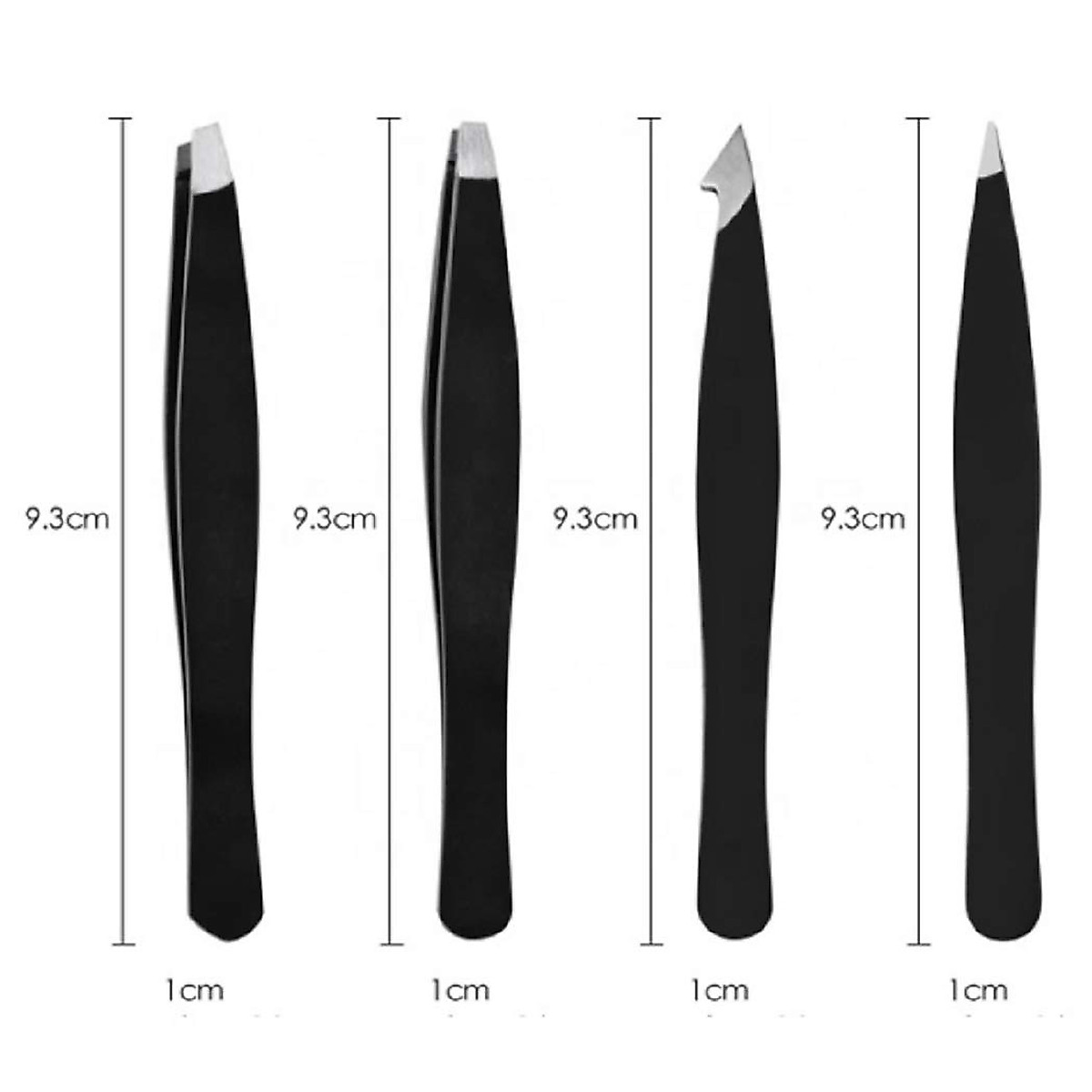 ActivePur, 4 Pcs Tweezers Set Precision for Facial Hair, Ingrown Hair, Splinter for Eyebrows Blackhead and Tick Remover, Best Professional Stainless Steel Seller Hair Remover Tweezer Set w/PU Bag.