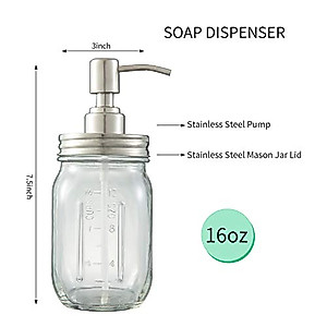 Bathroom Accessory Set 4 Pcs Glass Bathroom Decor Jar Soap Dispenser Toothbrush Holder 2 Apothecary Jars Farmhouse Decor Bathroom Home Decor Craft (Silver)