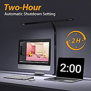 Quntis LED Desk Lamp, Eye-Care Architect Clamp Desk Lights for Home Office, 31.5'' Wide Bright Office Lighting with Auto-Dimming, Dimmable Table Light, 2H Timer Task Lamp for Workbench Monitor Drawing