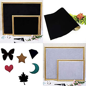 Mesheshe 2PCS Self Adhesive Felt Fabric, Soft Velvet Drawer Liner, DIY Velvet Fabric for Art & Crafts, Jewelry Box Felt Liner, Solid Color Felt Wallpaper (14.6" x 39.4", Black)