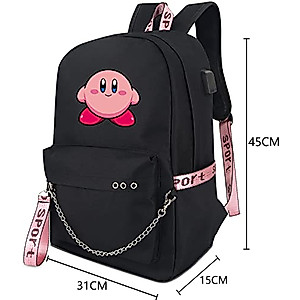 Roffatide Anime Backpack Book Bag Laptop School Bag with USB Charging Port and Headphone Port