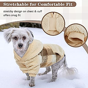 Kuoser Thermal Dog Coat Puppy Fleece Winter Clothes, Dogs Hoodie Pet Warm Pullover Jackets with Leash Hole, Doggie Soft Pajamas Cat Apparel, XXS - L