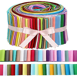 40 Pcs Solid Color Cotton Jelly Fabric Patchwork Roll Fabric, 2.55 Inch Roll Up Cotton Craft Patchwork Roll, Cotton Quilting Fabric Bundle for Quilting and Sewing DIY Crafts (Solid Style)