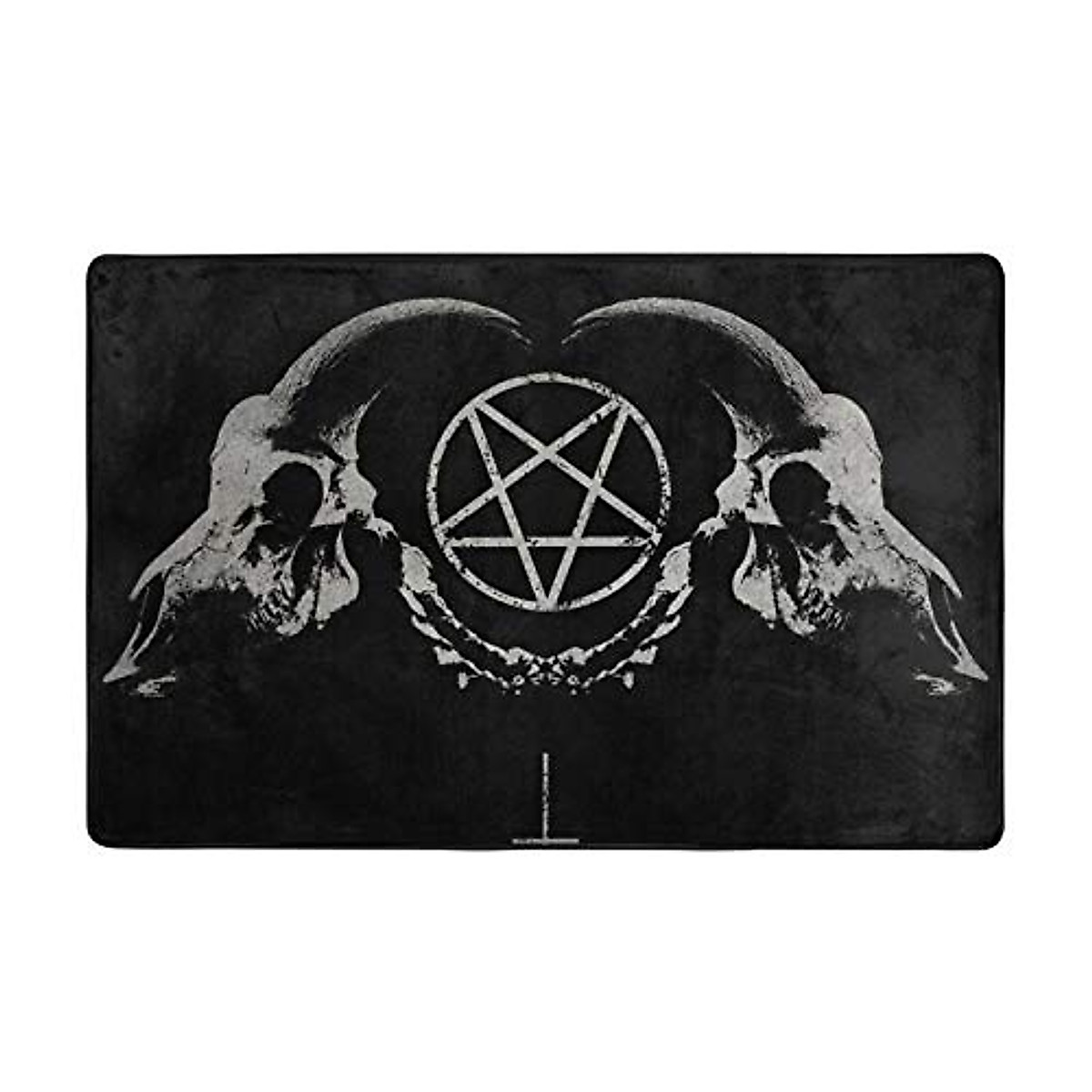 3x5 Rug 60x39 inch Rugs Bedside Mats Home Decor Carpet Luxury Fashion Non-Slip-Gothic Occult Satan Penta Symbol Skull