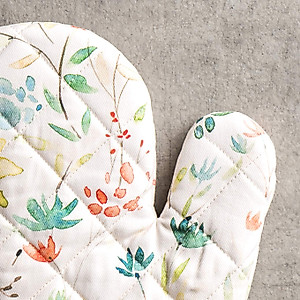 Maison d' Hermine Oven Mitt & Pot Holder 100% Cotton Heat Resistant Oven Gloves (7.5"x13") & Hot Pads (8"x8") Combo, BBQ, Cooking, Chef & Restaurants, Colmar - Spring/Summer