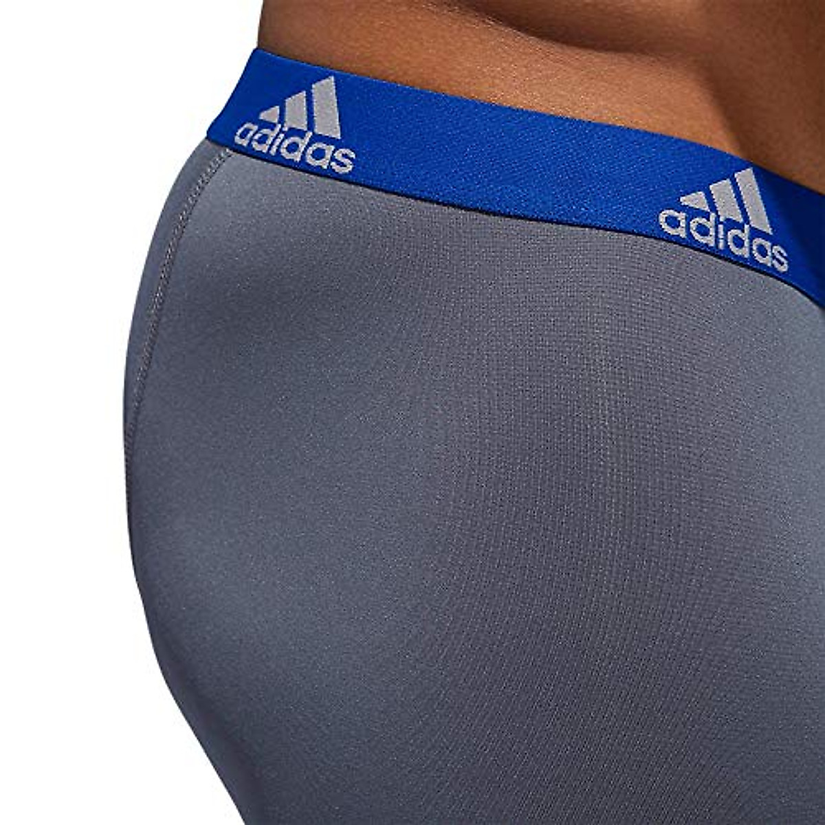 adidas Men's Performance Boxer Brief Underwear (3-Pack), Onix Grey/Black/Collegiate Royal Blue, Medium