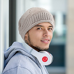 4 Pieces Knit Slouchy Beanie Hat for Women Men Oversized Soft Warm Winter Beanie Hat Chunky Stretch Cable Knit Beanie (Cute Colors)