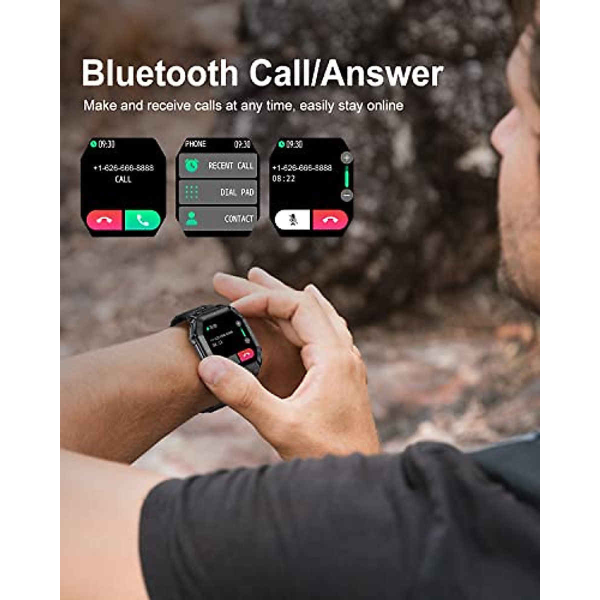 LIGE Military Smart Watch for Men Bluetooth Call(Answer/Make Call), 1.85'' HD Tactical Smartwatch with Heart Rate/Sleep/SpO2 Monitor, IP67 Waterproof Fitness Tracker for Android iOS Stainless Steel