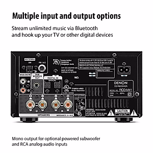 Denon D-M41 Home Theater Mini Amplifier and Bookshelf Speaker Pair - Compact HiFi Stereo System with CD, FM/AM Tuner and Wireless Bluetooth Music | Perfect for Small Rooms and Home Cinema