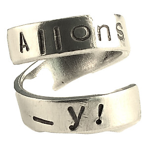 Allons-y!- Dr Who Inspired Whovia Jewelry Adjustable Aluminum Wrap Ring