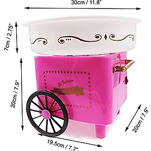 SHENGANG Cotton Candy Cart Classic Sugar Machine Candy Maker Home-Made DIY for Kids and Adults at Home Party Venues School Birthday Pink Pull-Cart-Style,D