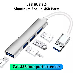 USB 3.0 Hub Expander Mini USB Hub Extensions 4 Port USB Adapter Station, Ultra Slim Portable Data Hub USB Splitter Aluminum Applicable for Laptop, iMac Pro, MacBook Air, Mac, Notebook PC