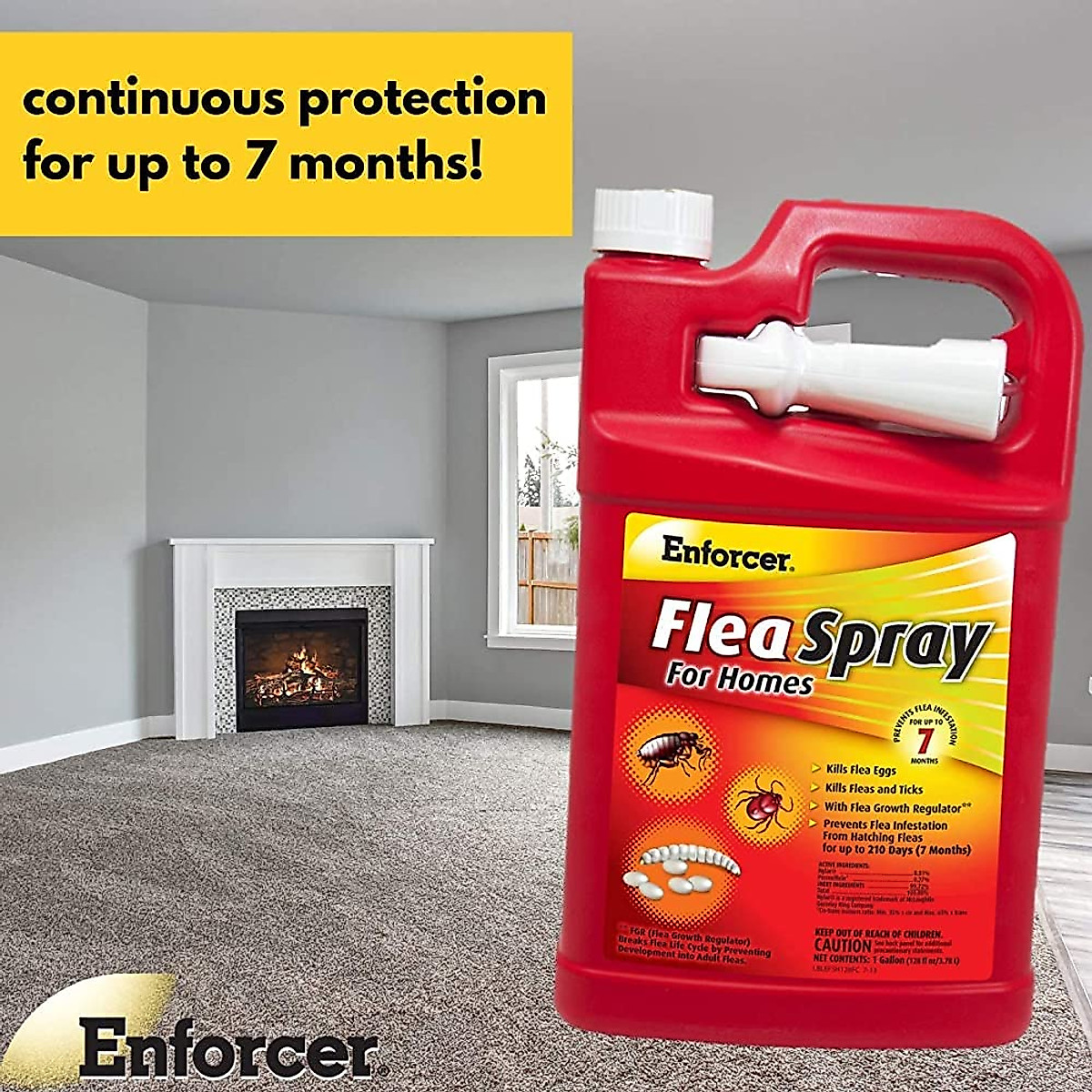 Enforcer Flea Spray for Homes - 1 gal (Case of 4) - EFSH128 - Prevents Flea Investation for up to 7 Months from Hatching Fleas