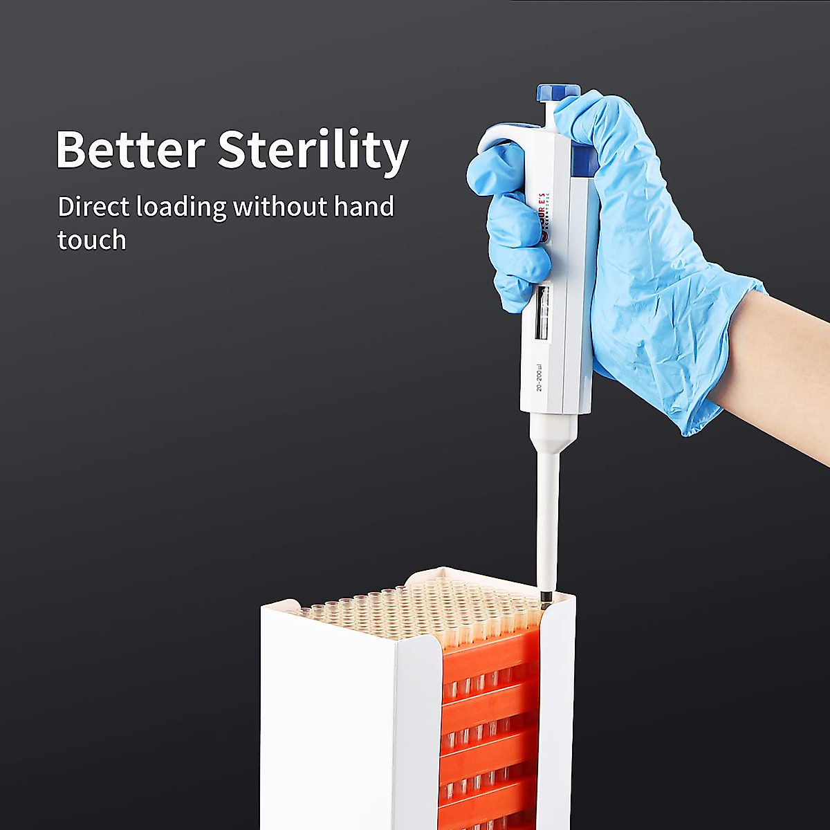 Four E's Scientific 200ul Pipettor Tips Universal Pipette Tips Racked Sterile Non-pyrogenic DNAse/RNAse Free Autoclavable 10 Layers, 960 pcs/Box