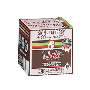 Licks Pill-Free Dog Skin and Allergy - Omega 3 Dog Allergy Relief - Dog Vitamins & Supplements for Itch Relief - Turmeric Supplement for Dog Skin - Gel Packets - 10 Use