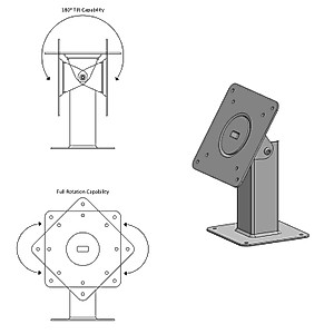 TABcare 180 Tilting 360 Rotating Metal Mount Support 75x75 100x100 VESA Used as Desktop Stand or Wall Mount(Black)
