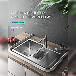 Hi-Na 3ft/5ft/6ft/8ft10ft Collapsible Shower Threshold Water Dam Watei Barrier for Shower and Water Stopper Keeps Water Inside Water Threshold for Wet and Dry Separation (8ft)