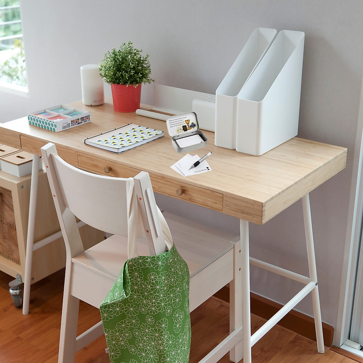 Needzo First Communion Keepsake Box with Prayer Cards, Note Paper, Pencil and Collectible Tin Holder, Inspirational Religious Gift Set for Boys and Girls, 4 inches white