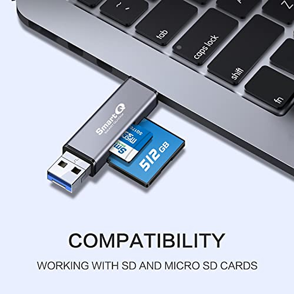 SmartQ C350TL SD Card Reader for iPhone/Android, USB C 3.0, and USB A 2.0 Super Speed Memory Card Adapter for PC, Laptop, Mac, Supports Micro SD/SD/SDHC/SCXC