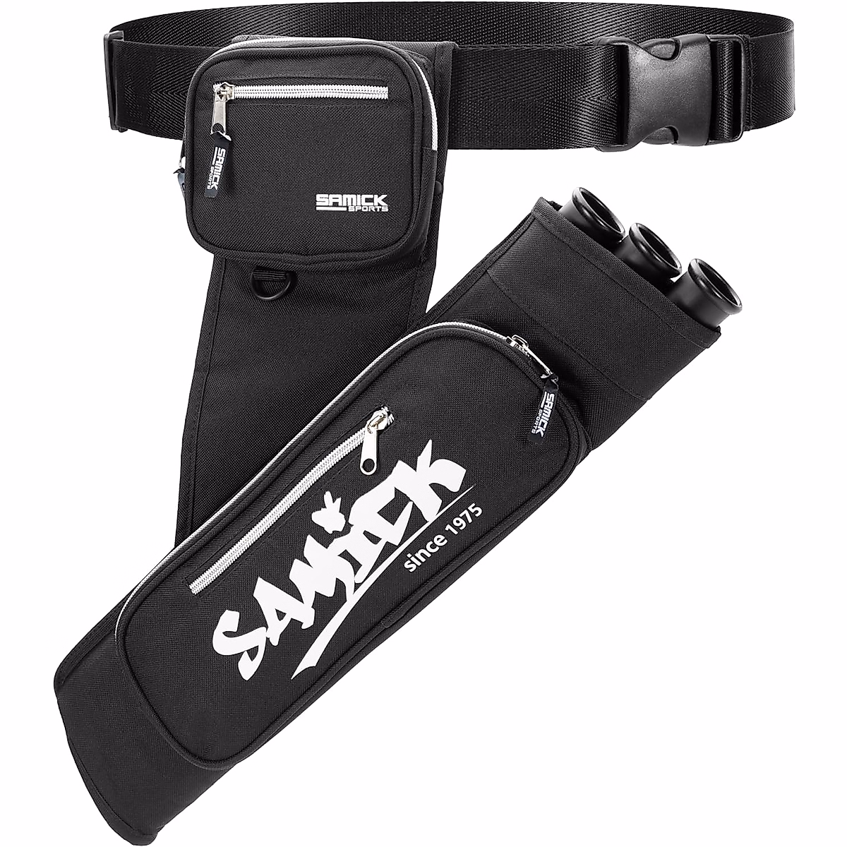 SAMICK SPORTS Archery Arrow Quiver - Adjustable Waist Hanged Quiver with 3 Removable Tubes & Pockets for Archery Arrows Case & Equipment - Ideal for Hunting & Target Practice - Right Handed Only