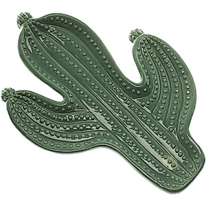 Green Cactus Shape Spoon Rest, By Glaver's - Kitchen Utensil, Ceramic Spoon Rest Rustic Farmhouse Design - For Stove Top and Kitchen Counter. Dishwasher Safe.