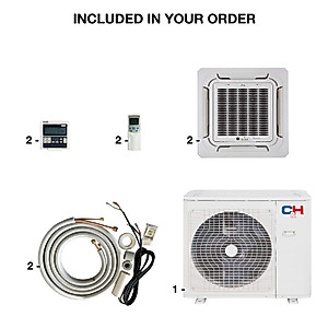 Dual 2 Zone 18000 18000 Ductless Mini Split Ceiling Cassette Air Conditioner Heat Pump Multi Sophia Series…