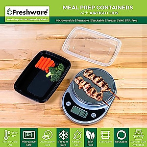 Freshware Meal Prep Containers [15 Pack] 1 Compartment Food Storage Containers with Lids, Bento Box, BPA Free, Stackable, Microwave/Dishwasher/Freezer Safe (28 oz)