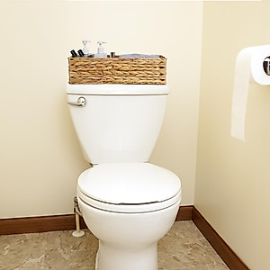 Bathroom Basket Vanity Tray Toilet Paper Wicker Storage Rattan Decor Tank Rectangular Narrow(15.75 in x 6.3 in x 4.33 in )
