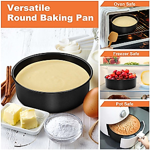 Homikit 6 Inch Cake Pan Set of 4, Stainless Steel Nonstick Round Cake Baking Pan Mold, Metal Birthday Wedding Smash Layer Cheesecake Pans for Circle Cake Pizza Pie Tart Quiche, Healthy & Oven Safe