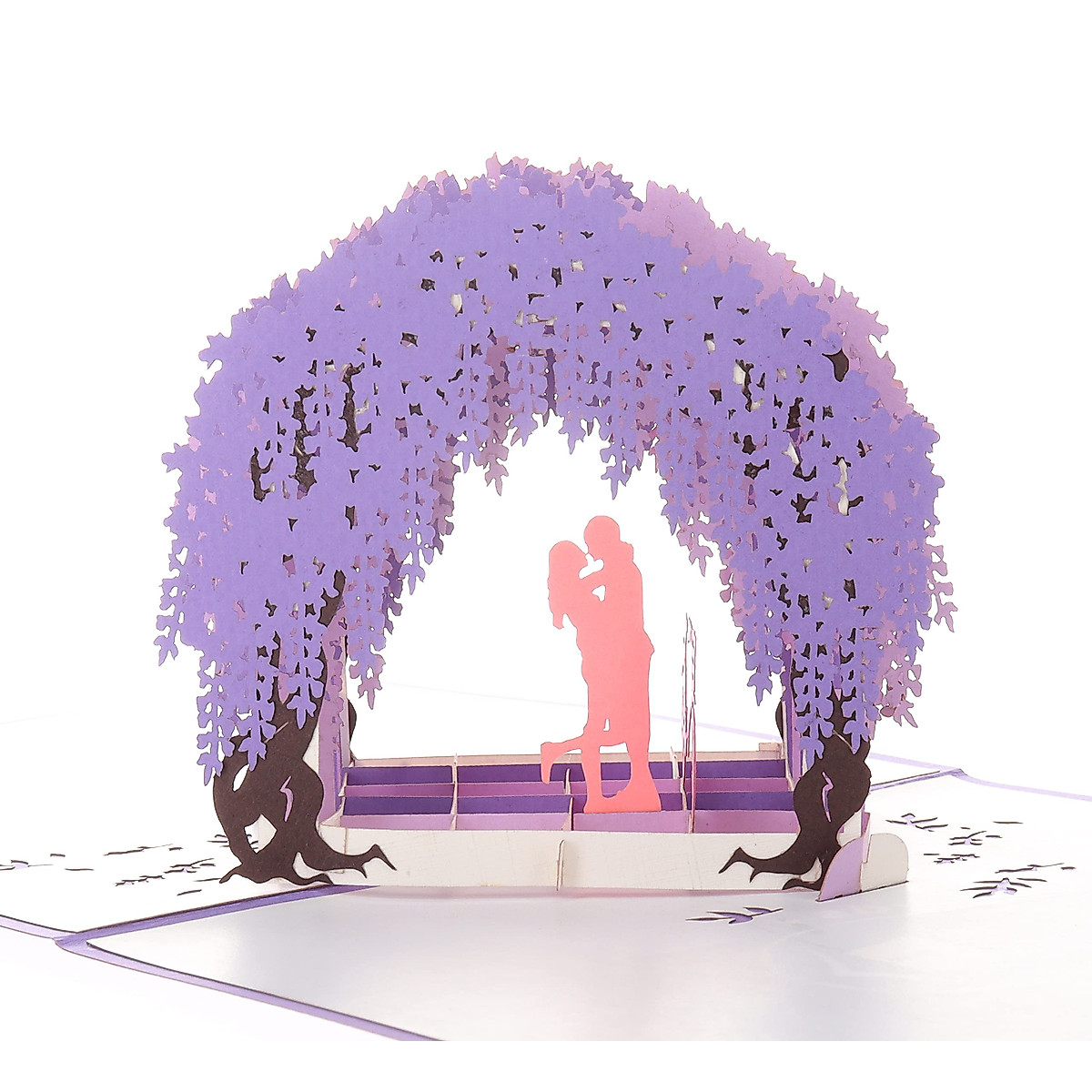 iGifts And Cards Romantic Wisteria Arbor 3D Pop Up Greeting Card - Private, Dreamy, Heart, Wow, Half-Fold, Valentine's Day, Just Because, Thinking of You, Engagement, Happy Anniversary, Friendship
