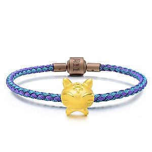 CHOW SANG SANG 999 24K Solid Gold Chinese Zodiac Charm Blessing Bracelet for Women 86417C (19, Tiger)