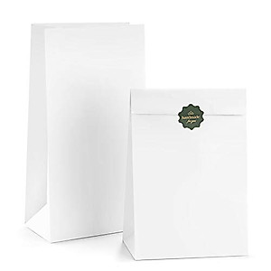 BagDream Paper Lunch Bags 12lb 50Pcs Kraft White Paper Bags, Bread Bags Paper Snack Bags 7x4.5x13.75 Inches Sack Lunch Bags