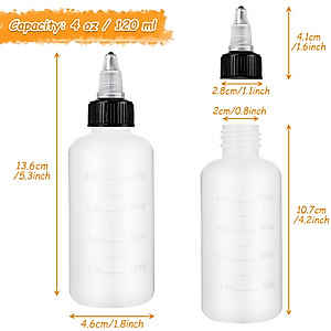 YAYODS 40 Pack 4oz Plastic Squeeze Bottles with Twist Top Cap and Scale, Small Condiment Squeeze Bottles Boston Dispensing Bottles Small Squirt Bottles for Liquids, Sauces, Oil, Crafts