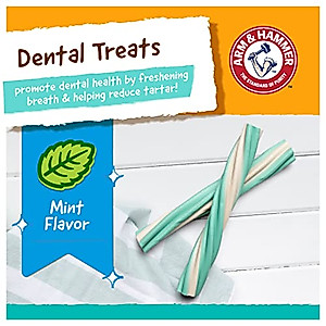 Arm & Hammer for Pets Twisters Fresh Breath Dental Treats for Dogs, Value Pack, 57 Pieces | Dental Dog Chews Fight Bad Doggie Breath, Plaque & Tartar Without Brushing