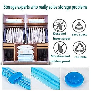 Vacuum Storage Bags, Reusable Compression Space Saver Bags, 12 Pack, 4 X Medium, 4 X Large, 4 X Extra Large, With Free Hand Pump, for Travel, Clothes, Mattress, Blanket, Pillows, Comforters