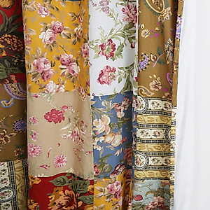 Cozy Line Home Fashions Ryleigh Country Garden Fall Flowers Paisley Plaid Patchwork Window Curtains with Tie Backs Set, 84" x 52", 2 Panels